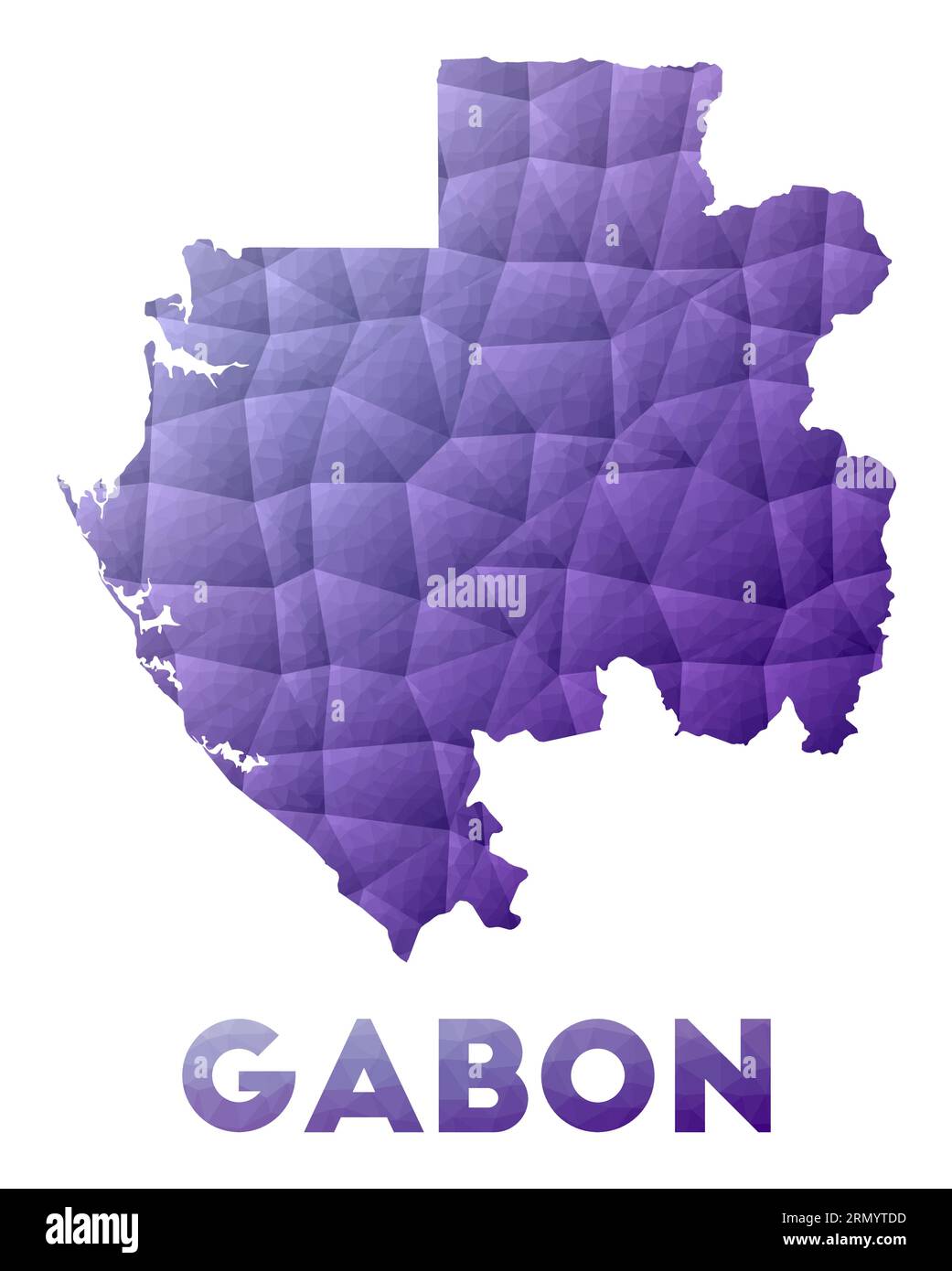 Map of Gabon. Low poly illustration of the country. Purple geometric design. Polygonal vector ...