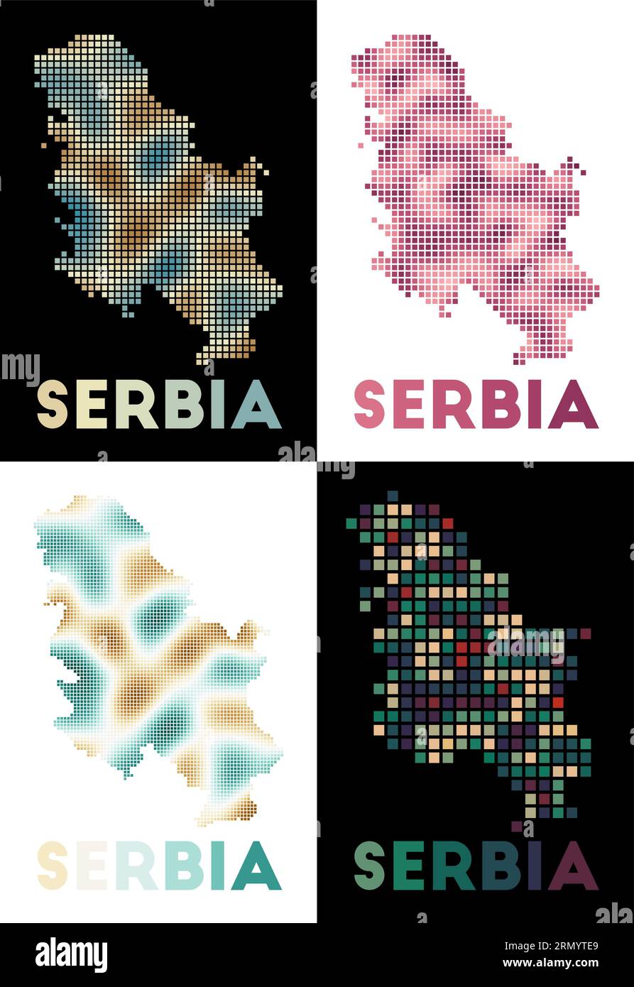 Serbia map. Collection of map of Serbia in dotted style. Borders of the ...