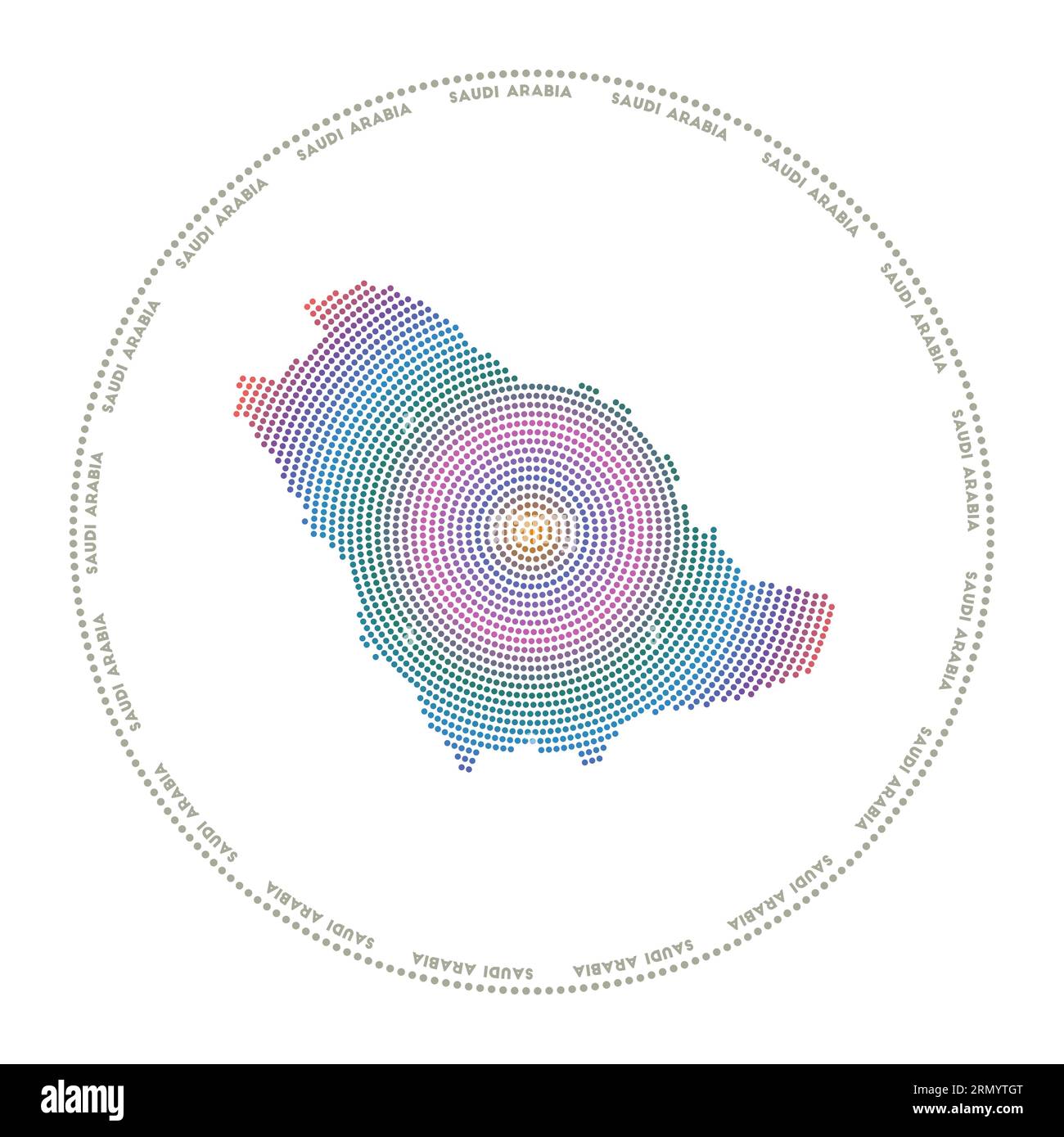 Saudi Arabia round logo. Digital style shape of Saudi Arabia in dotted ...