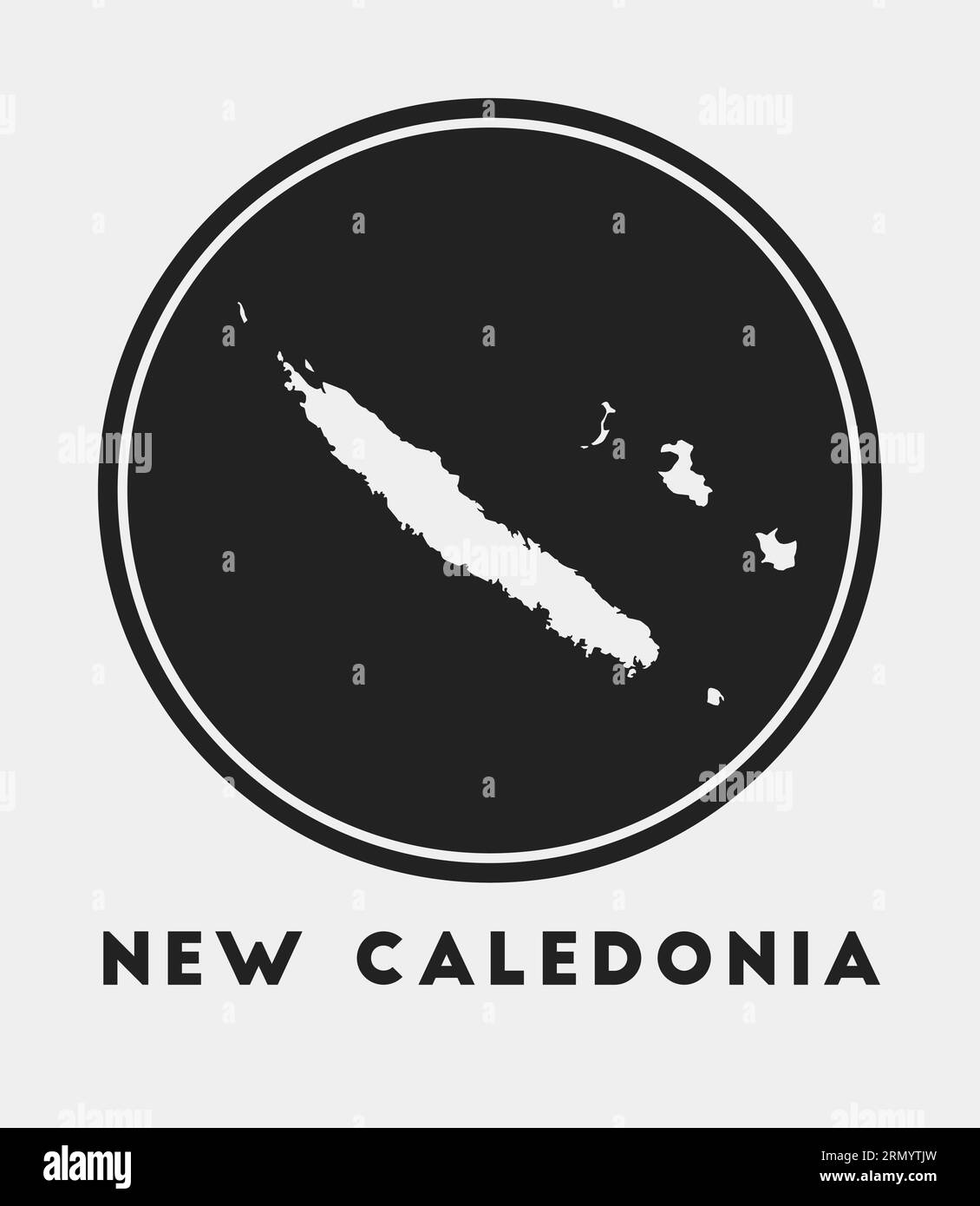 New Caledonia icon. Round logo with country map and title. Stylish New ...