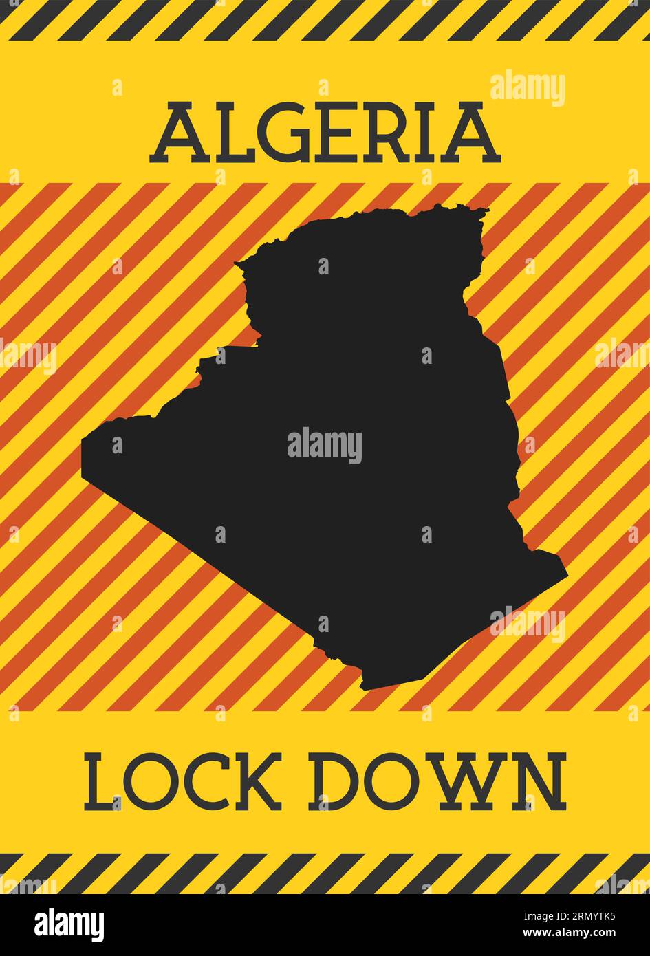 Algeria Lockdown Sign. Yellow country pandemic danger icon. Vector ...
