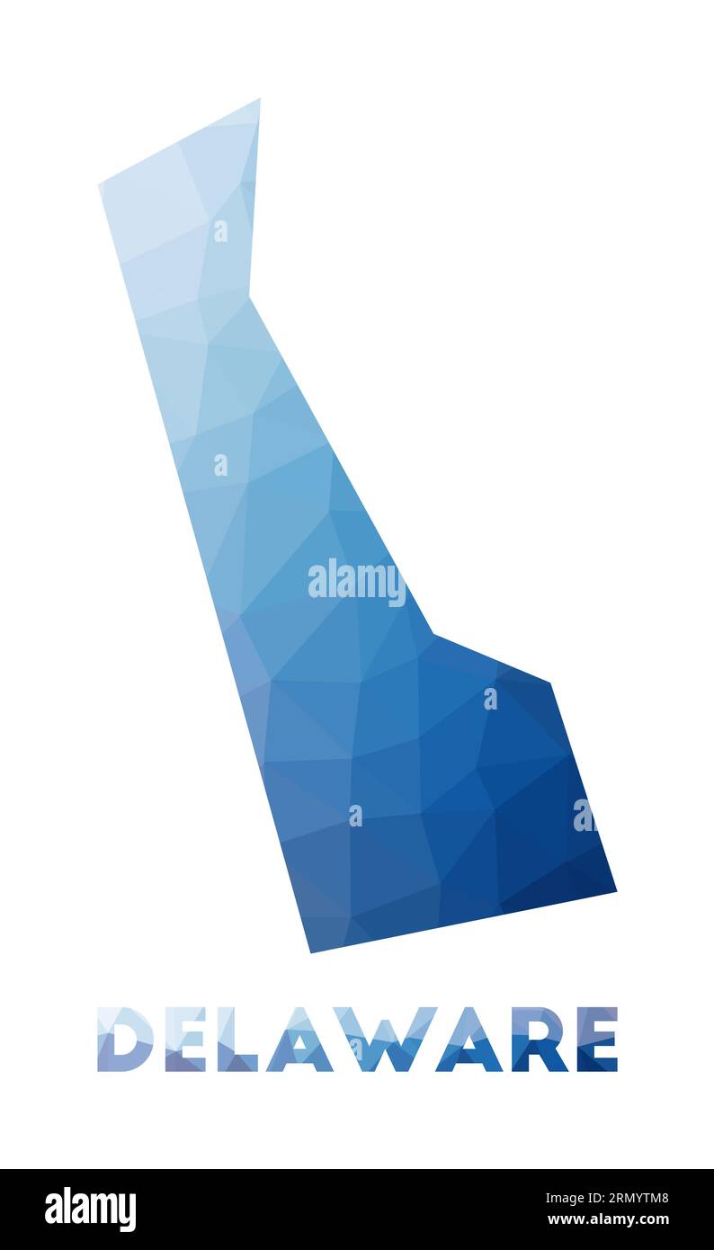 Low poly map of Delaware. Geometric illustration of the US state ...
