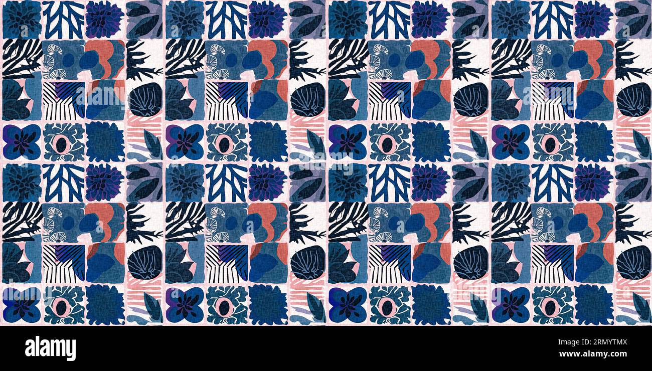 Fun modern coastal pattern clash fabric border print for summer beach ...