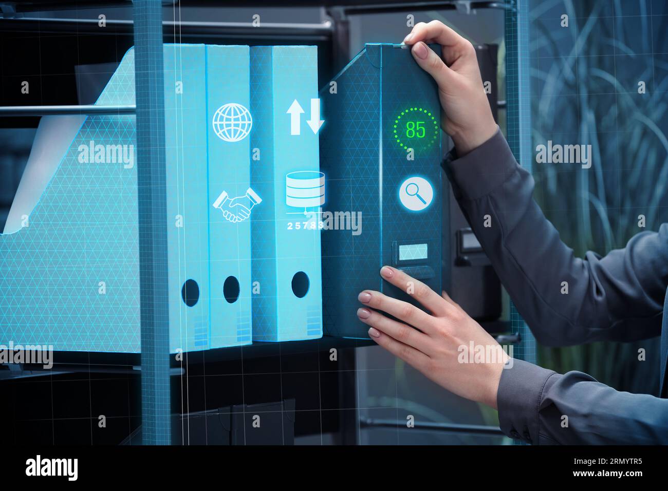 Digitalization. Manager working at office, closeup. Photo with user ...