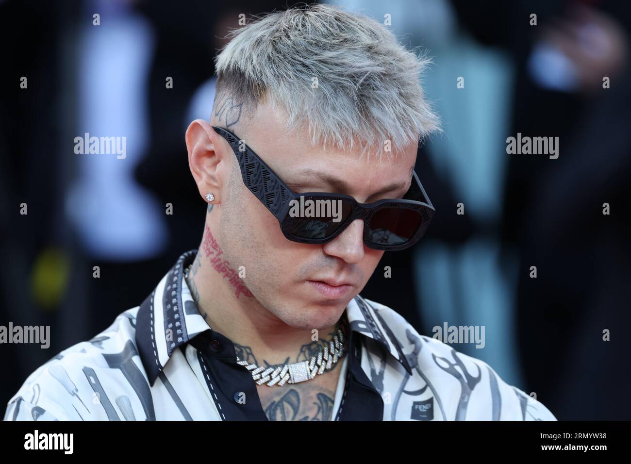 Lazza attends the opening red carpet at the 80th Venice International ...