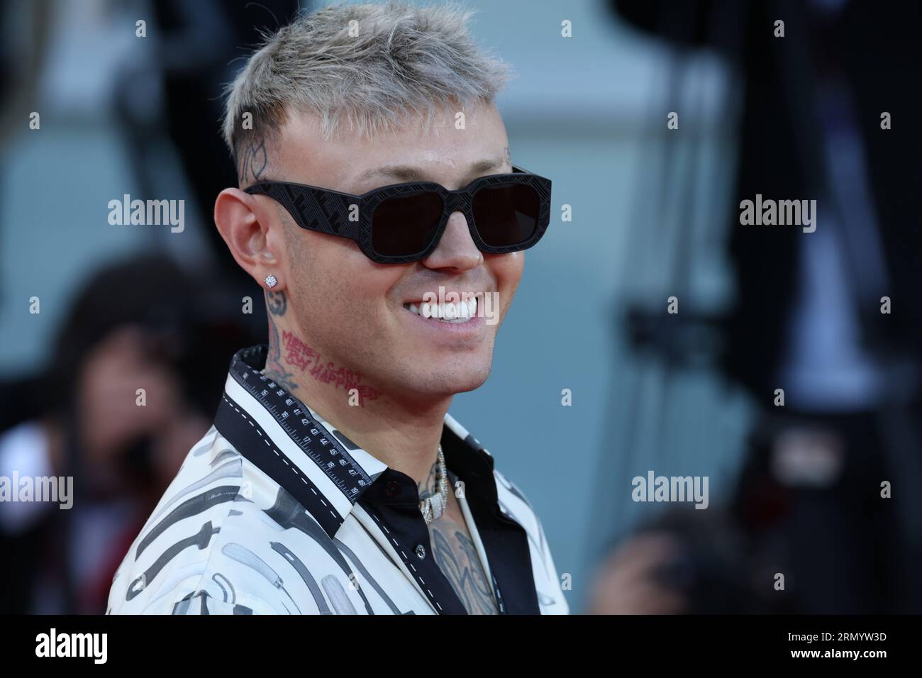 Lazza attends the opening red carpet at the 80th Venice International ...