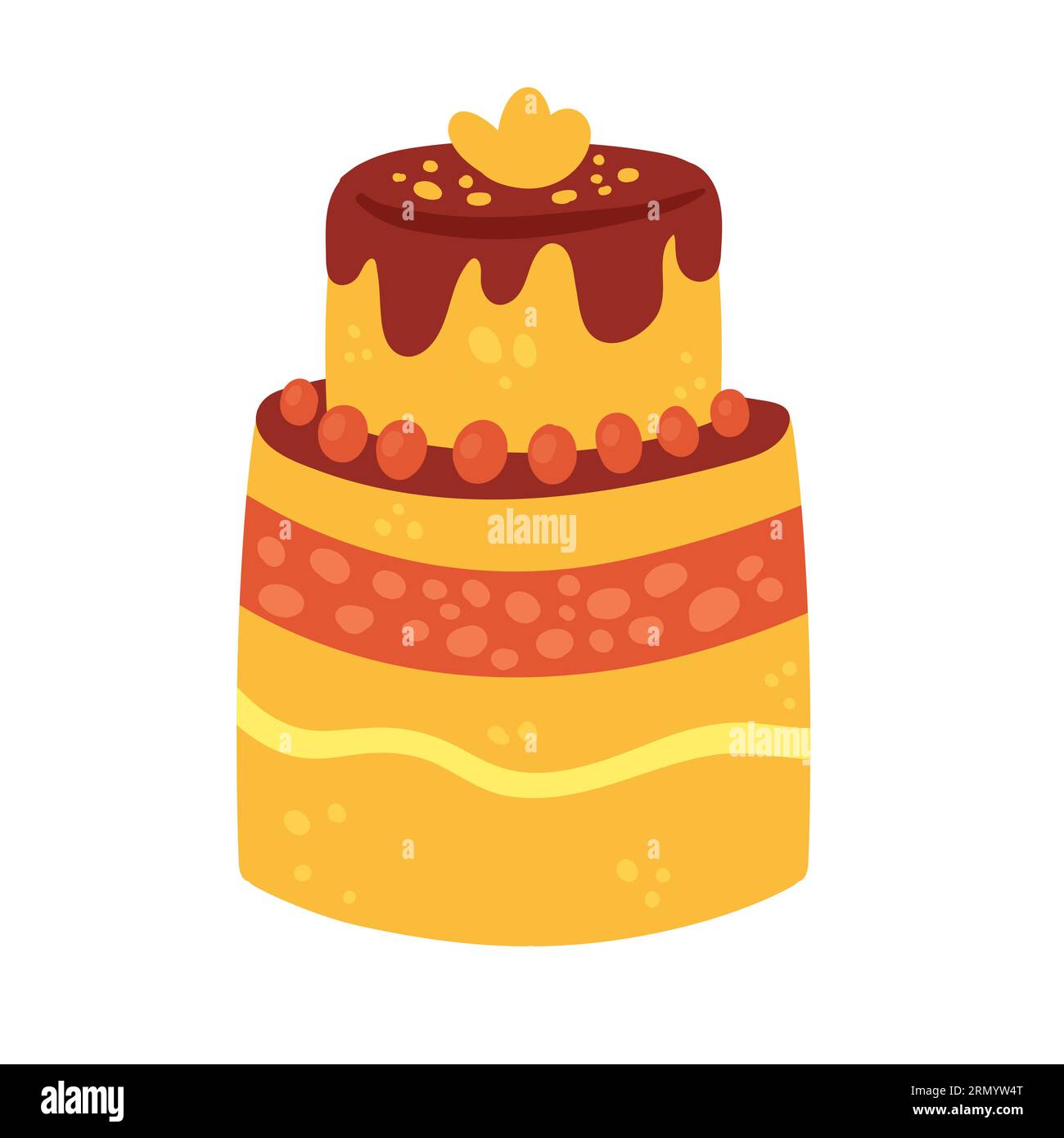 Big tasty birthday party cake with melted chocolate. Pastry delicious ...