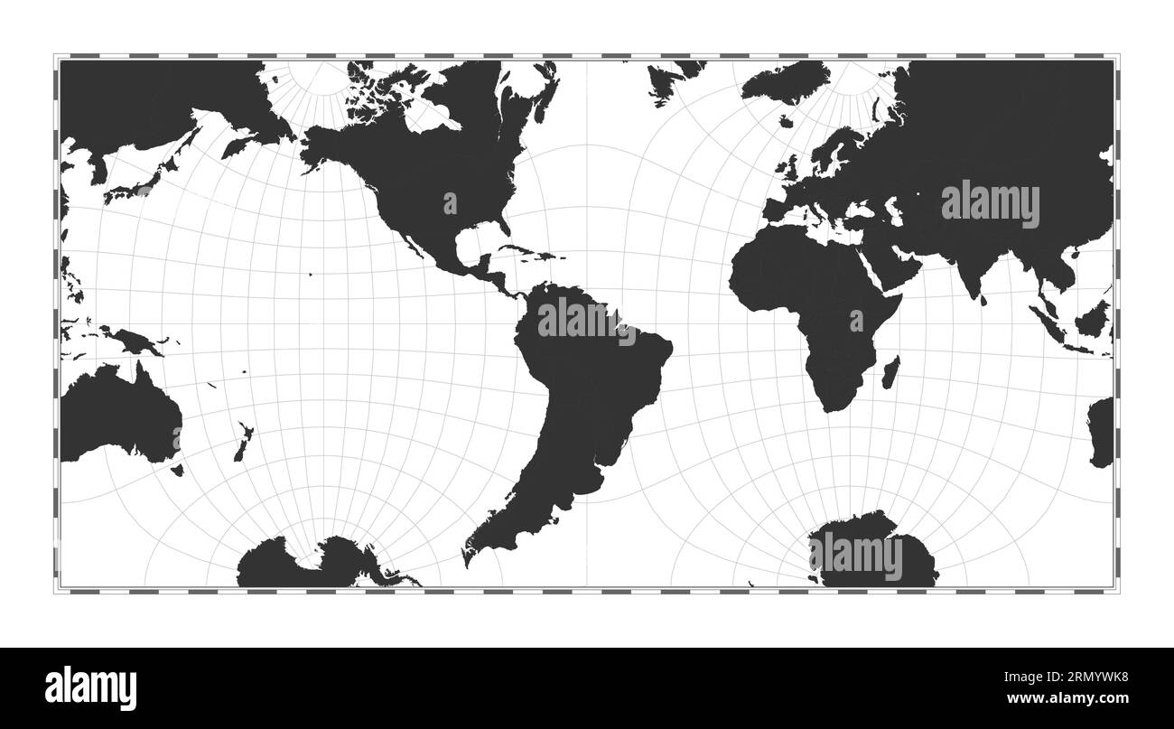 Vector world map. Guyou hemisphere-in-a-square projection. Plain world ...