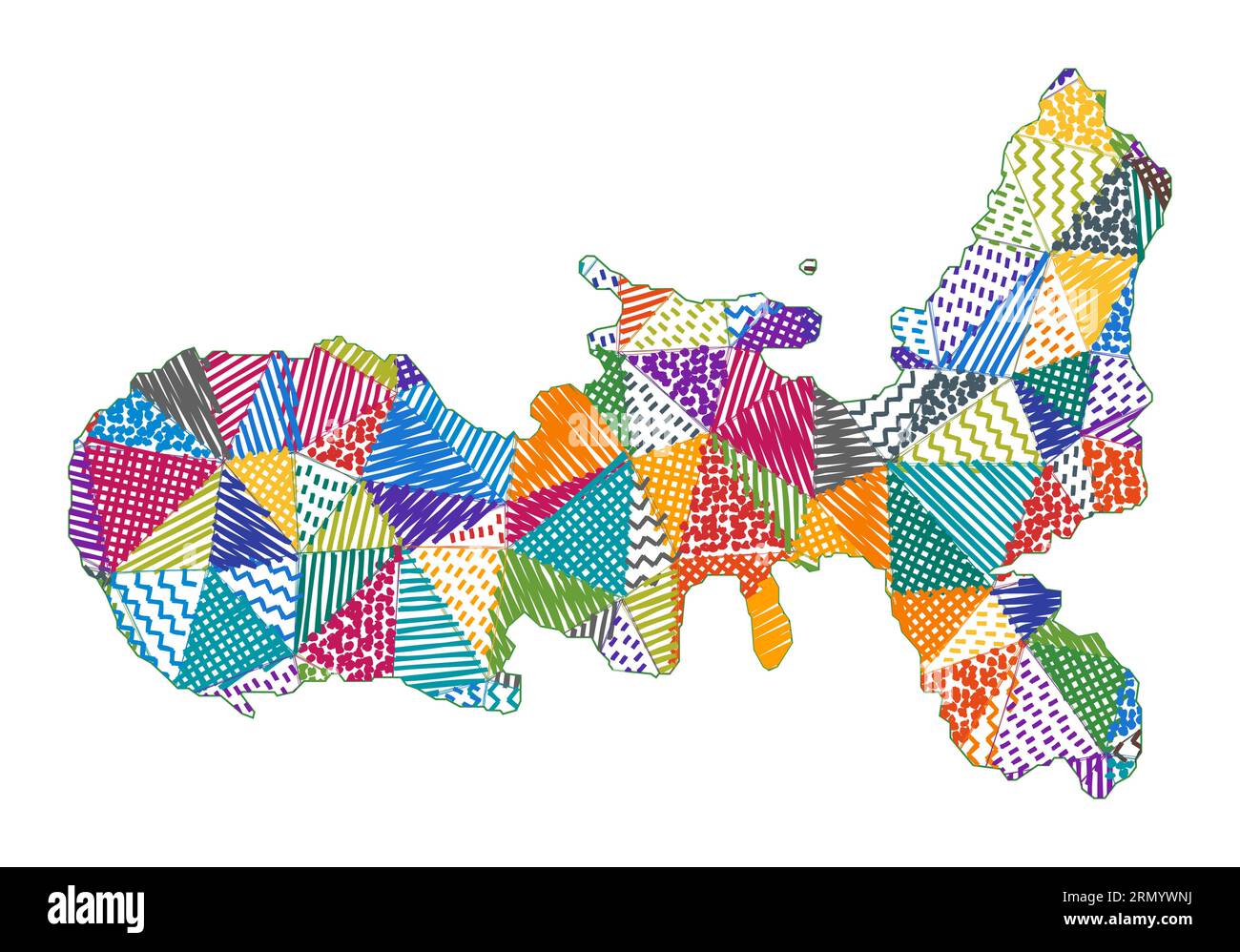 Kid-style map of Elba. Hand-drawn polygons in the shape of Elba. Vector ...