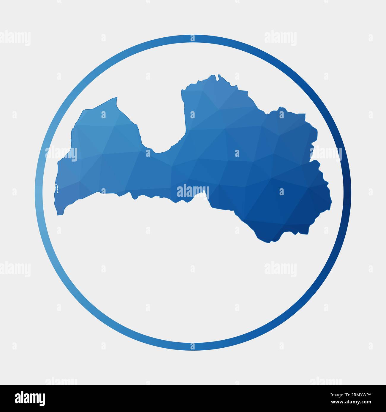 Latvia icon. Polygonal map of the country in gradient ring. Round low poly Latvia sign. Vector ...