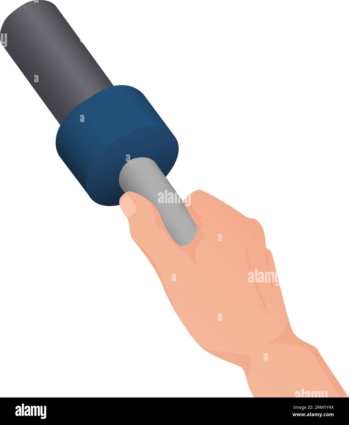 Journalist hand with microphone. News interview, press reportage vector ...