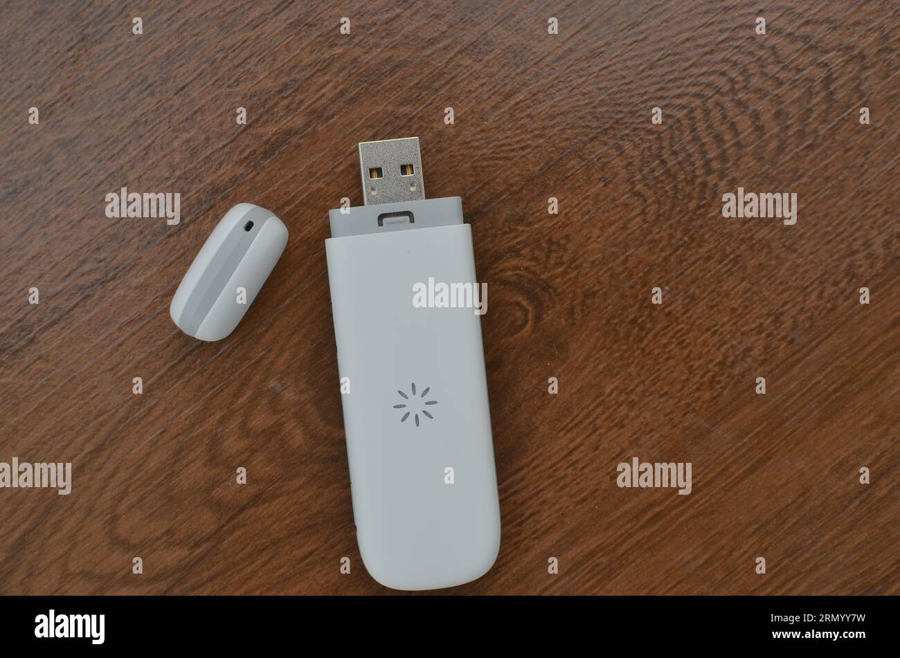 Latest generation USB 5G modem close for internet connection, allowing ...