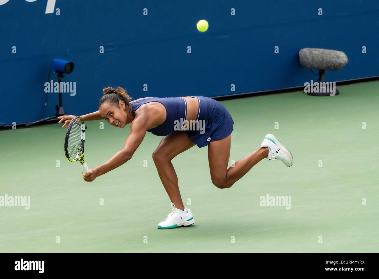 Leylah Fernandez (CAN) competing in the Women's Singles Round 1 at the ...