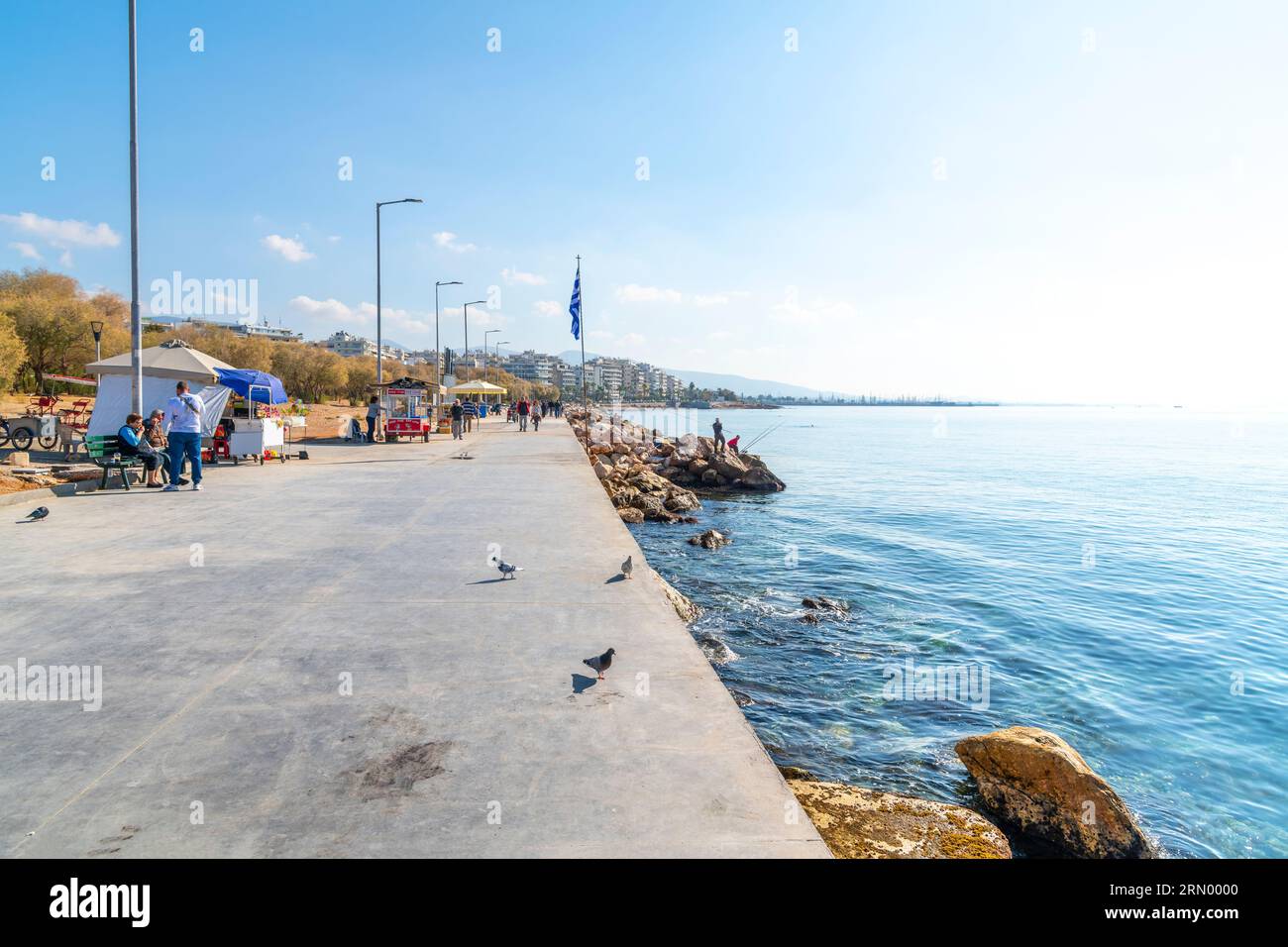 The seafront pedestrian boardwalk and promenade along the Athenian ...