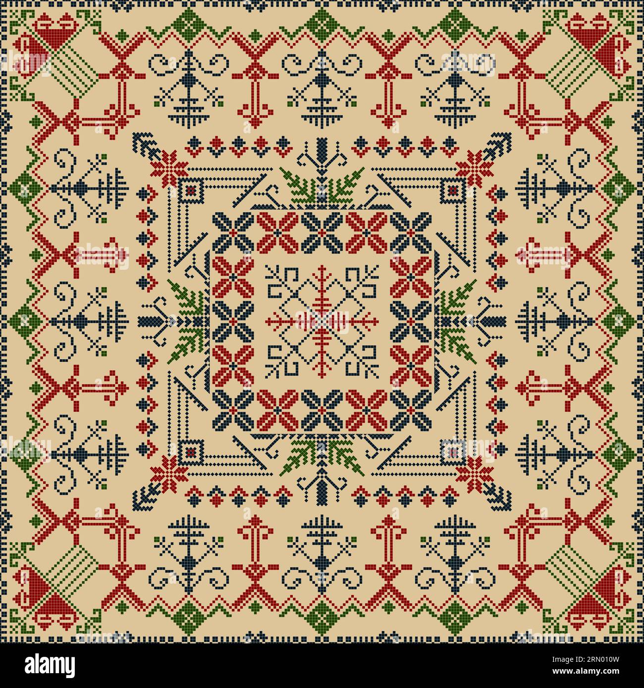 Traditional Latvian embroidery seamless pattern, vector illustration Stock Vector Image & Art ...