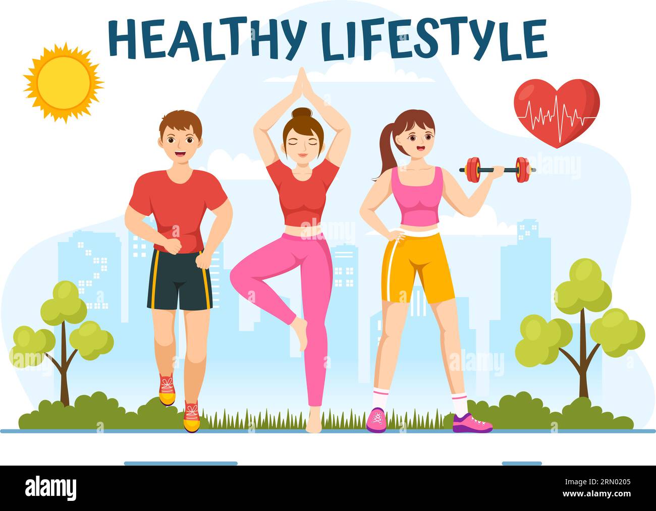 Healthy Lifestyle Vector Illustration with Organic Vegetables or Fruit ...