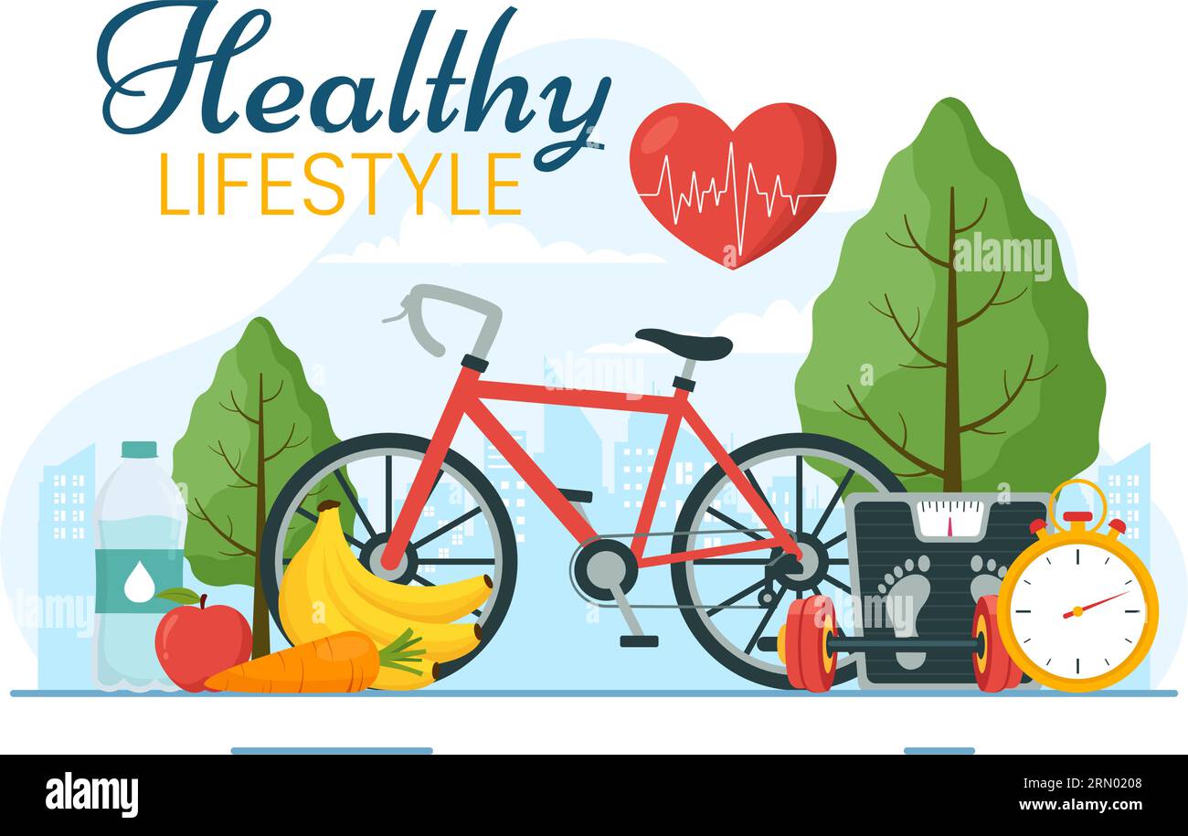 Healthy Lifestyle Vector Illustration with Organic Vegetables or Fruit ...
