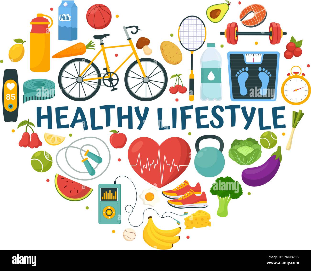 Healthy Lifestyle Vector Illustration with Organic Vegetables or Fruit ...