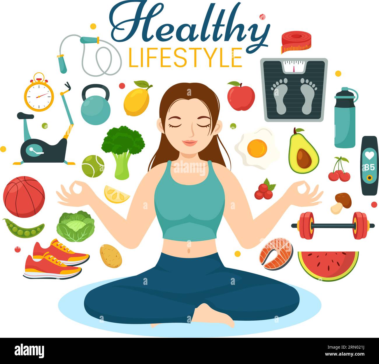Healthy Lifestyle Vector Illustration with Organic Vegetables or Fruit ...