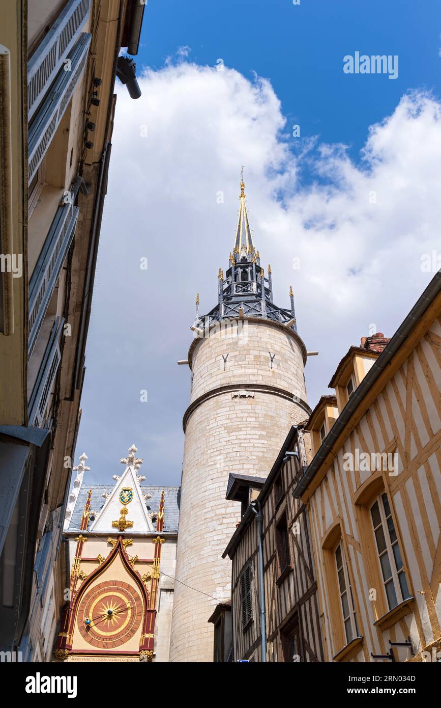 landmark clock tower tour de l'horloge and timber framed building ...
