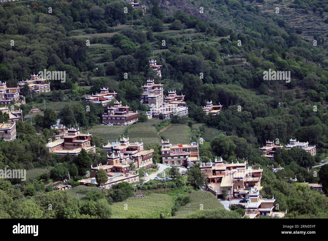 ABA, CHINA - AUGUST 10, 2023 - A general view of Jiaju Tibetan Village ...