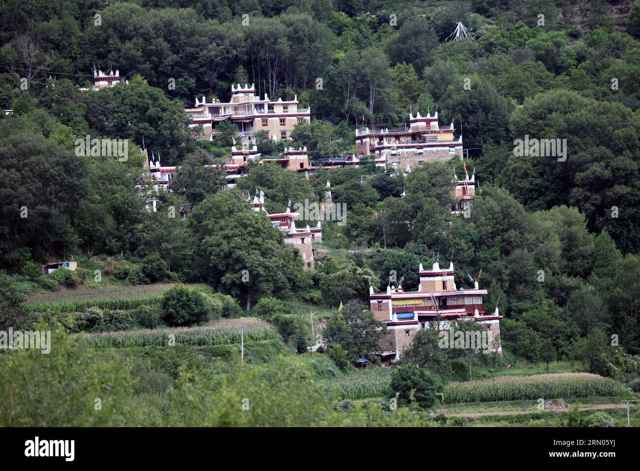 ABA, CHINA - AUGUST 10, 2023 - A general view of Jiaju Tibetan Village ...