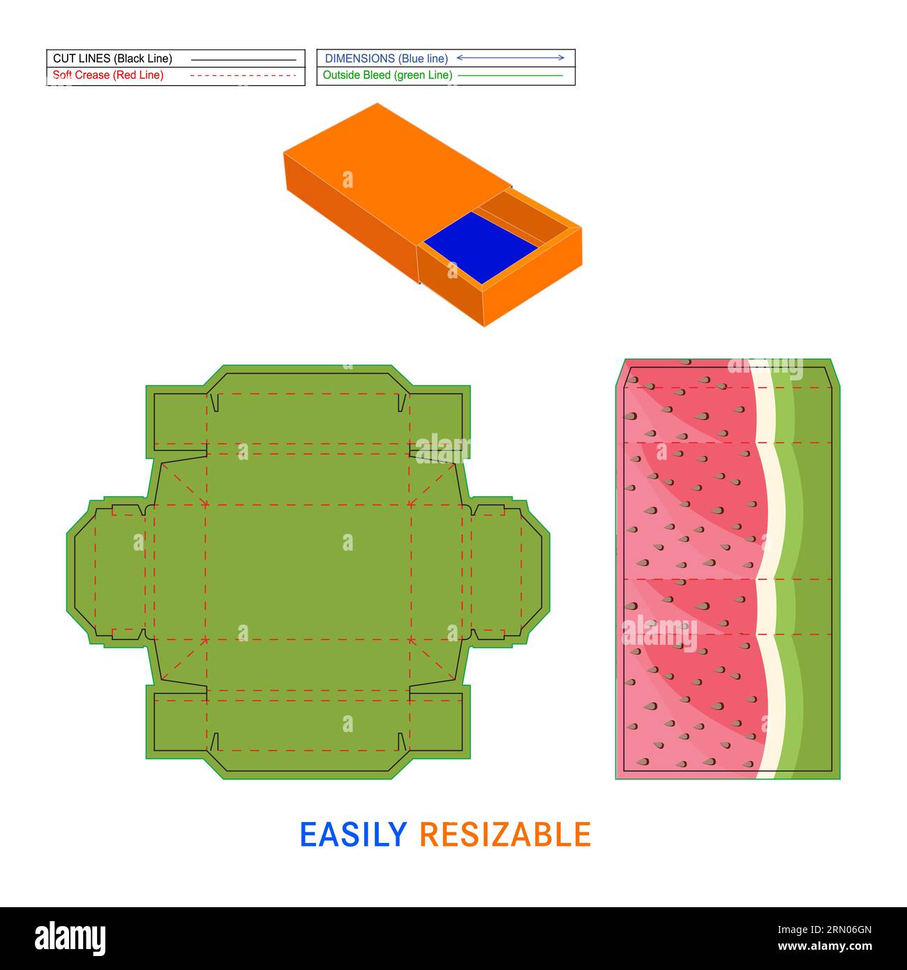 Watermelon Flavour Chocolate Box packaging design print ready file ...
