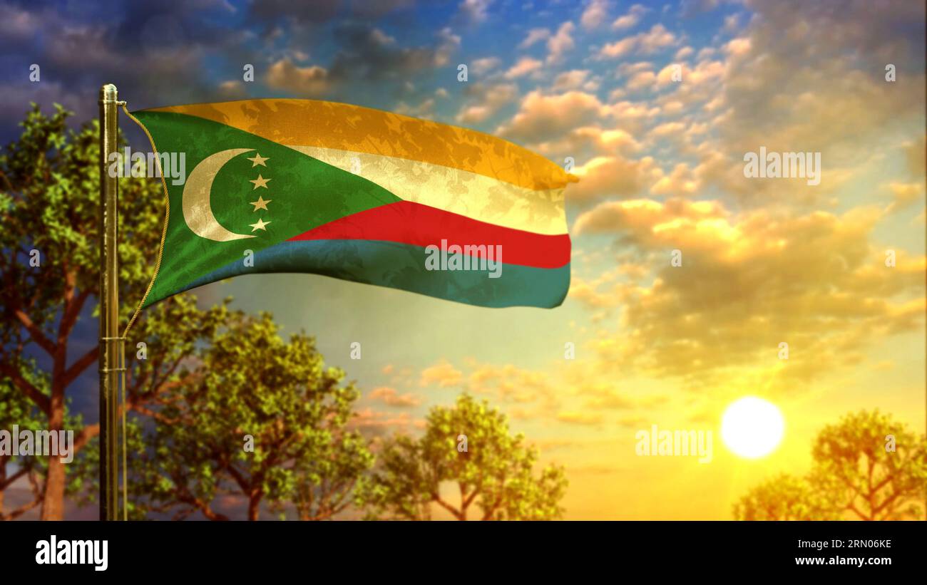 3d rendering flag comoros waving hi-res stock photography and images ...