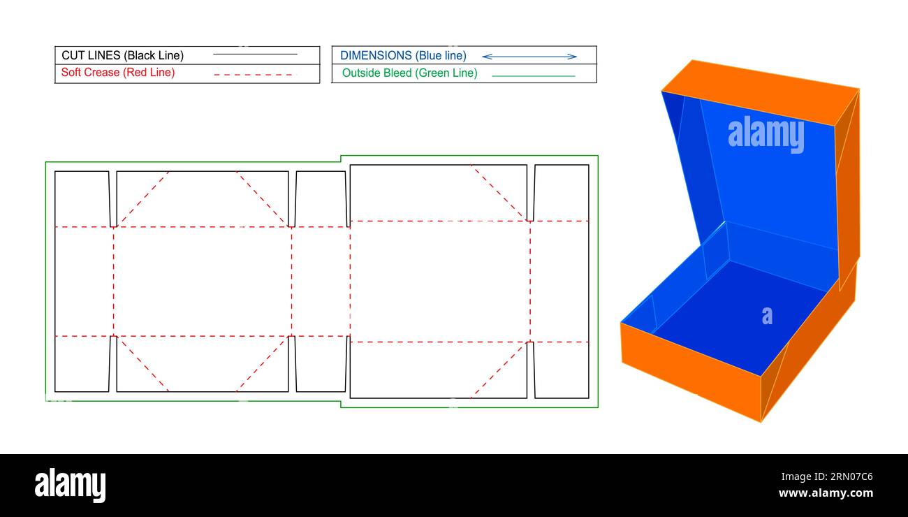 Six corner folding box, 6 corner box die line template and packaging ...