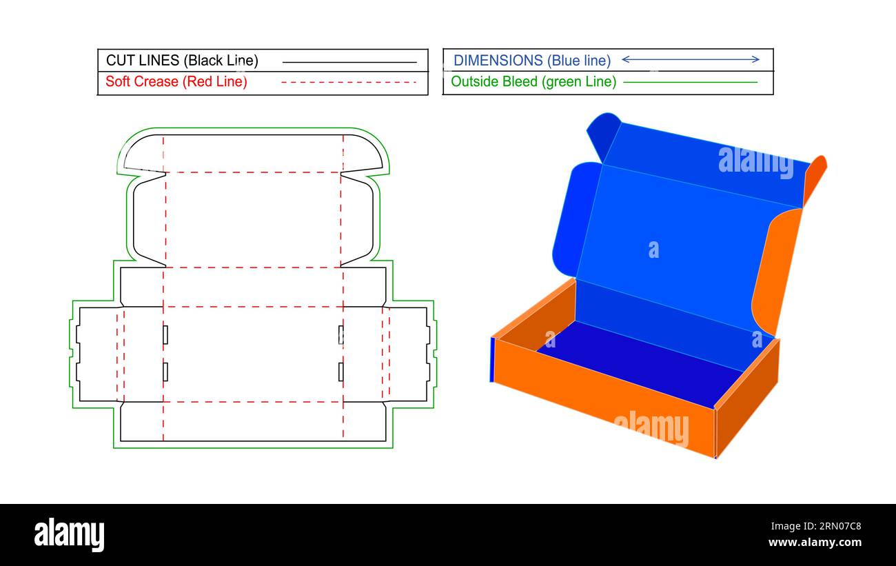 REFTD Carton box, corrugated carton box die line and 3D vector, easily ...