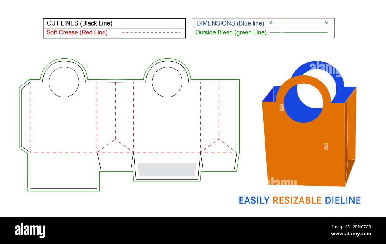 Round cut handle paper shopping gift box paper shopping bag style box ...