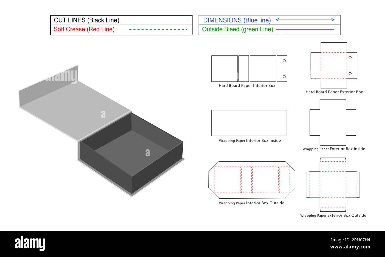 Magnetic Rigid Luxury Box, Custom rigid boxes die line template and 3D ...