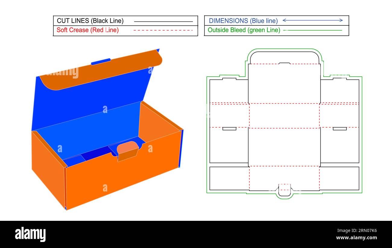 In destructor Corrugated Shipping Box die line and 3D vector, mailer ...
