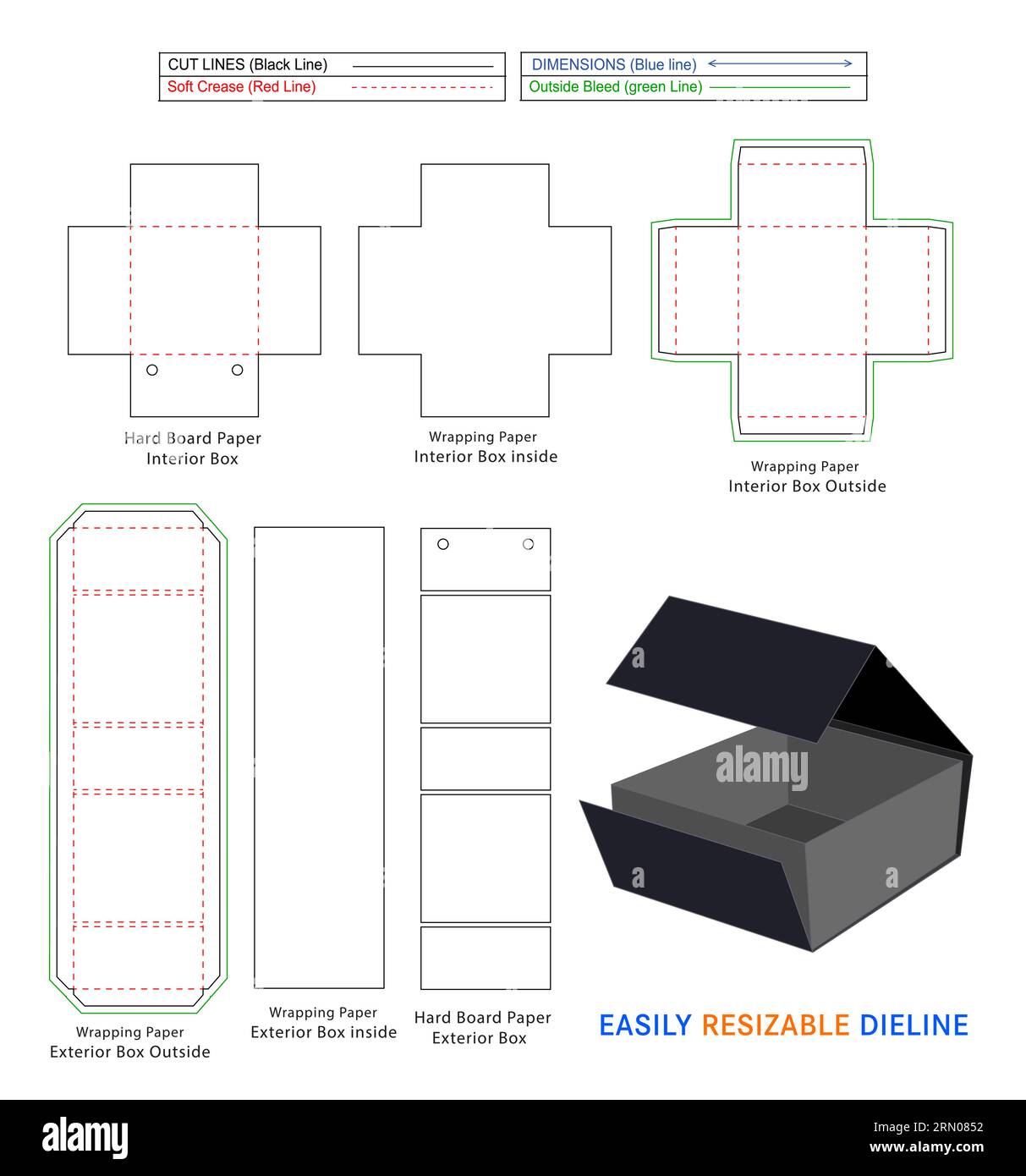 Custom rigid box, luxury magnetic closer rigid boxes die line template ...
