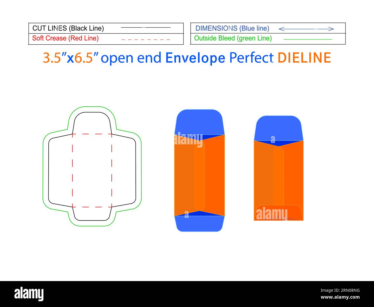 Catalogue envelope or open end envelope 3.5x6.5 inch packaging die line ...