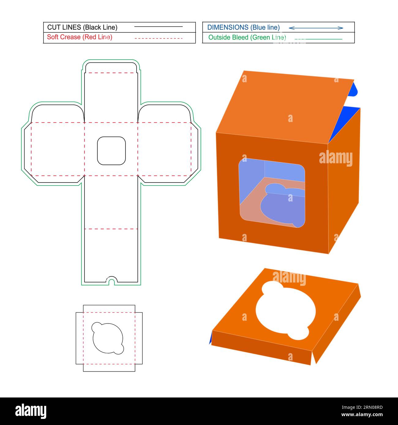 Cardboard square cake box square display cake box die line template and ...