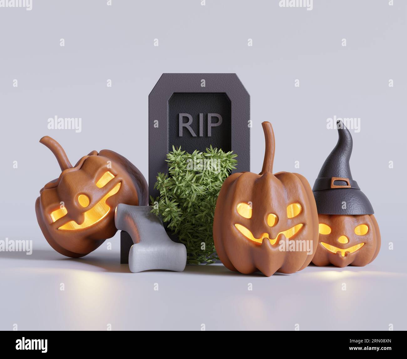 Happy Halloween with a pumkin 3d rendering white background color Stock ...