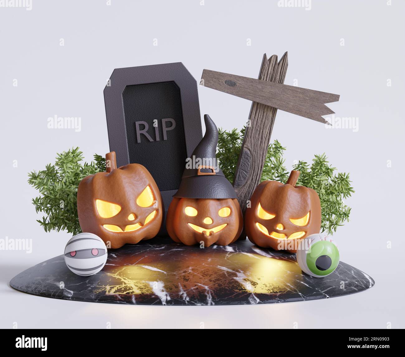 Happy Halloween with a pumkin 3d rendering white background color Stock ...
