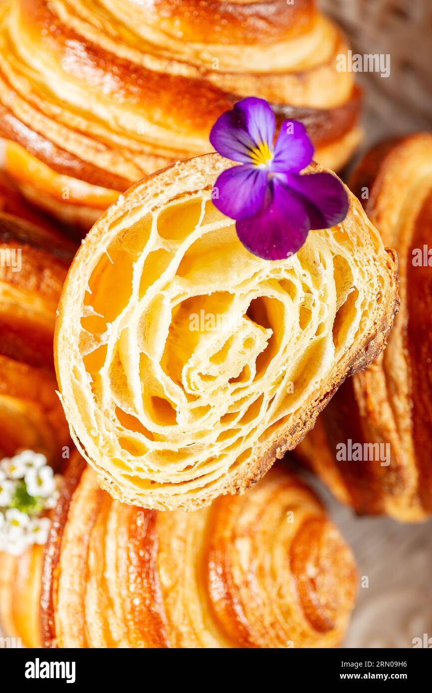 Delicious crispy, flaky, and buttery plain 13 layer croissant with a ...