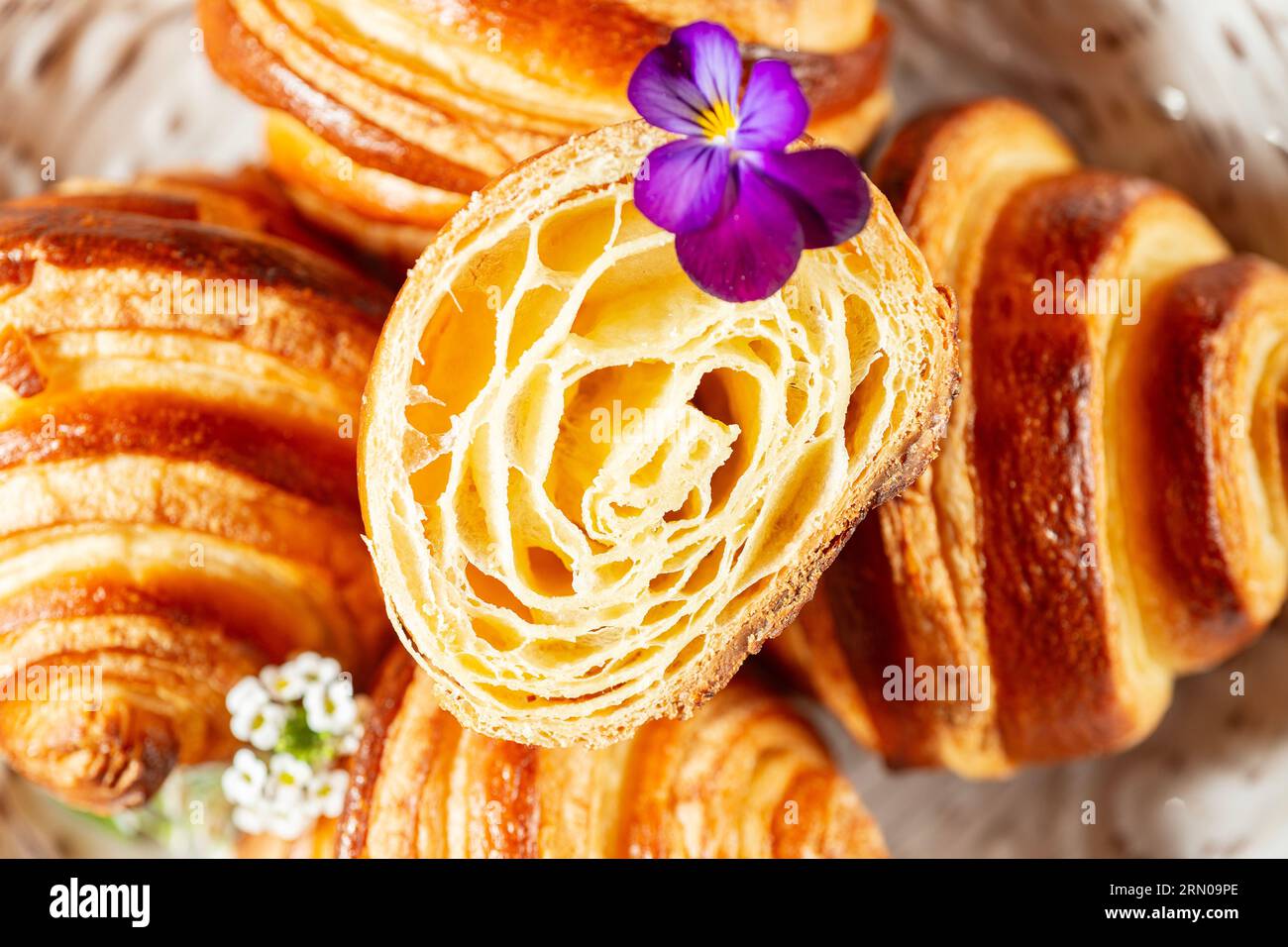 Delicious crispy, flaky, and buttery plain 13 layer croissant with a ...