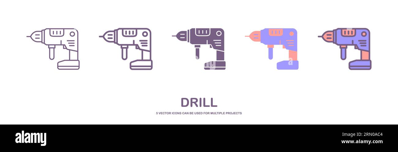 Screwdriver, power drill line icon, electric drill icon, outline vector sign, linear pictogram ...