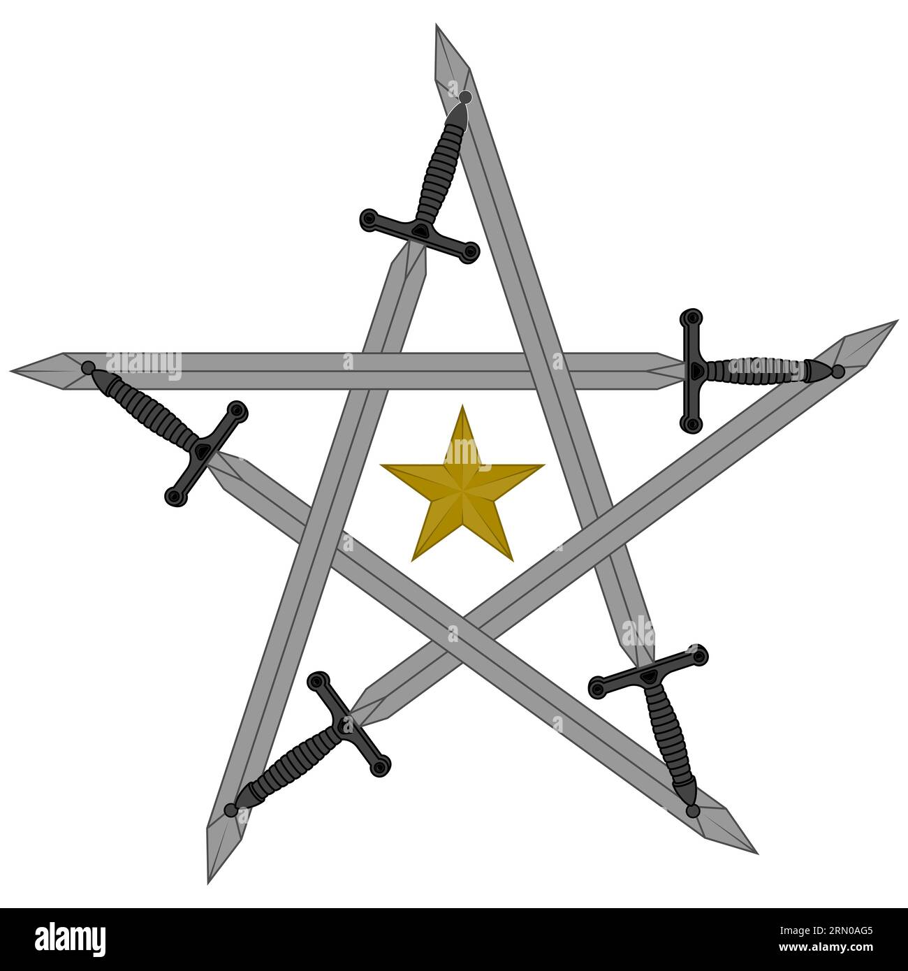 European medieval sword vector design, Ancient swords forming a star ...