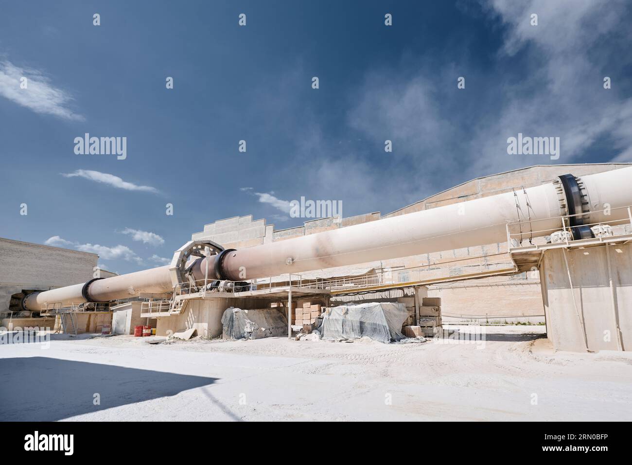 Roasting rotary furnace with pipe at manufacturing plant Stock Photo ...
