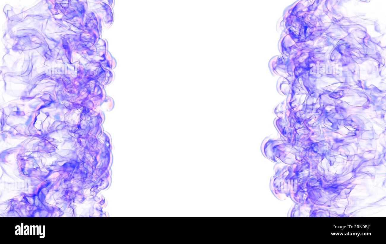 3d illustration. Tongues of lilac flame collide from opposite sides on ...