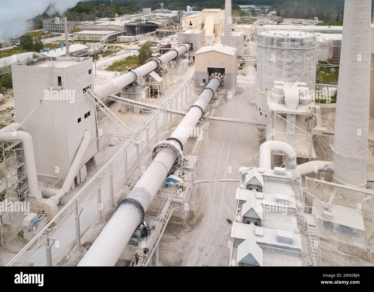 Pipe rotary kiln for lime and clinker firing. Aerial view Stock Photo ...