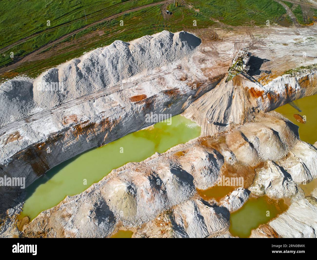 Recultivation of old chalk quarry with limestone leftovers Stock Photo ...