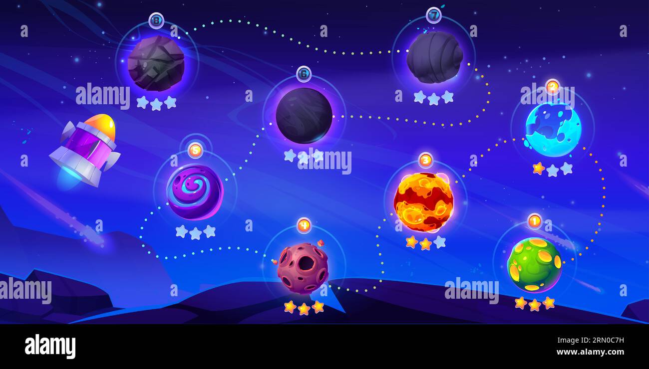 Ui level map for galaxy space game vector cartoon. Fantasy background ... Ui level map for galaxy space game vector cartoon. Fantasy background ...