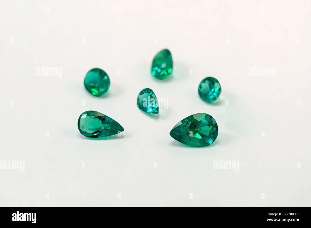 Green emeralds from Muzo, Coscuez and Chivor Colombia, isolated on ...