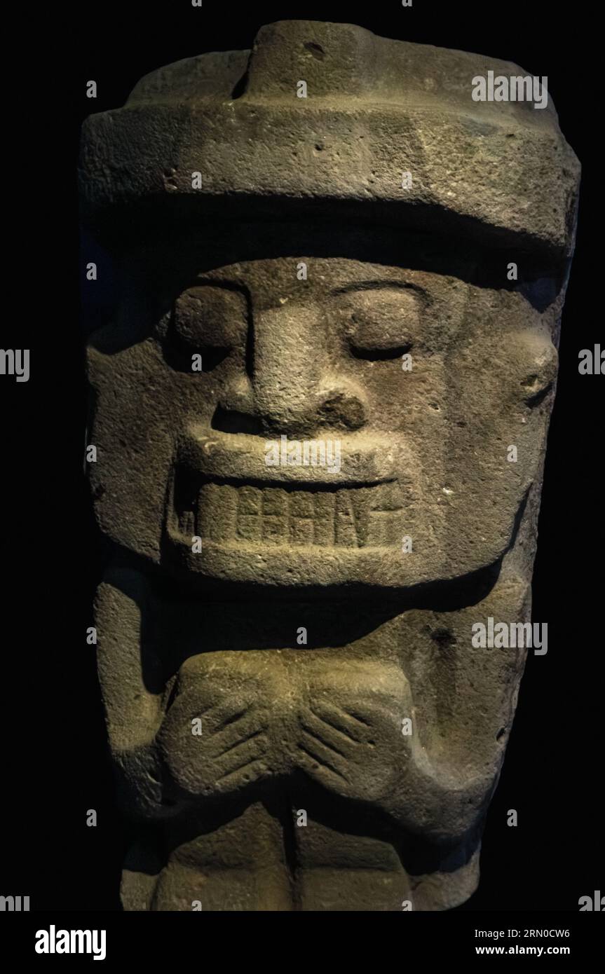 Ancient religious monument and megalithic pre-columbian sculpture in ...