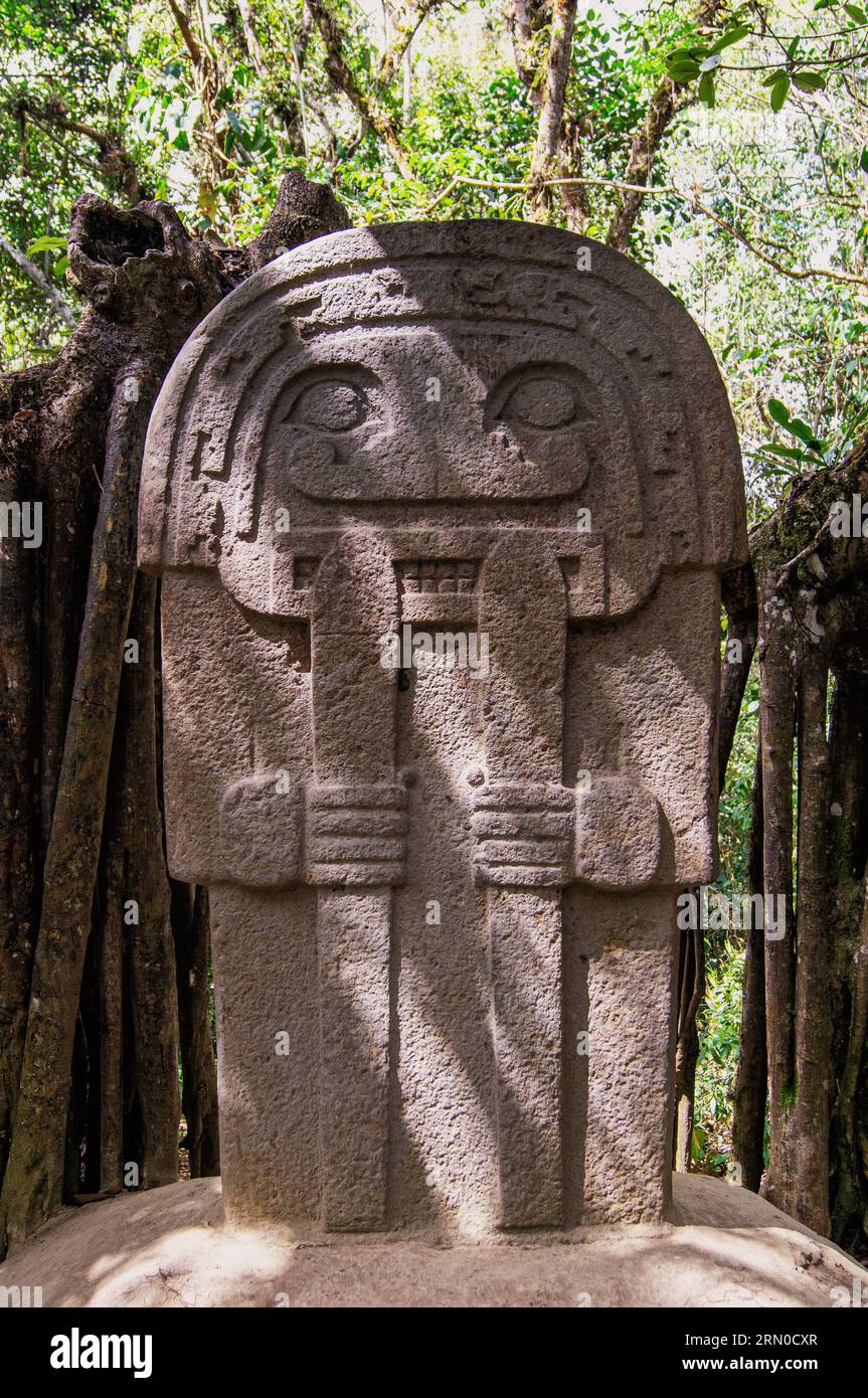 Ancient religious monument and megalithic pre-columbian sculpture in ...